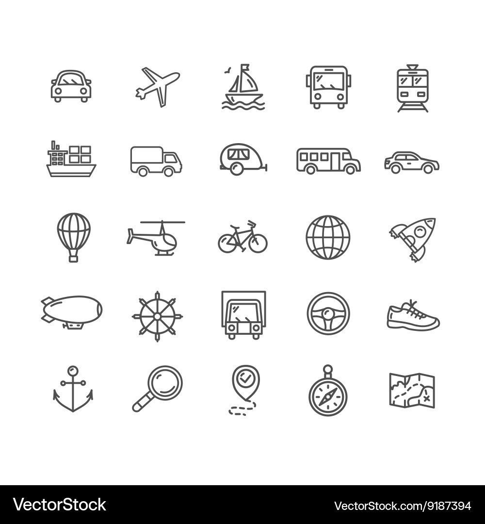 Transportation outline icon set Royalty Free Vector Image