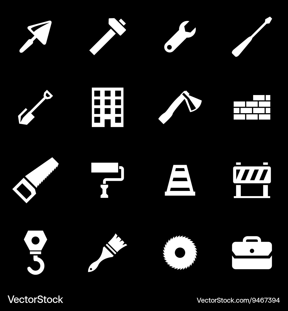 White construction icon set Royalty Free Vector Image