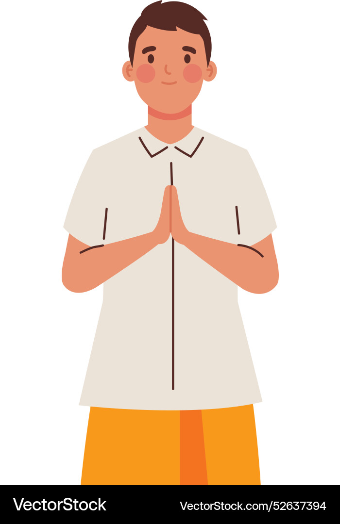Young hindu man making namaste greeting Royalty Free Vector