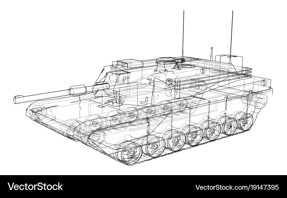 Blueprint of realistic tank Royalty Free Vector Image