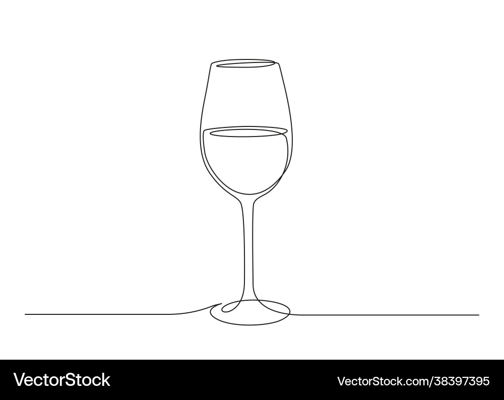 Continuous one line drawing wine glass Royalty Free Vector