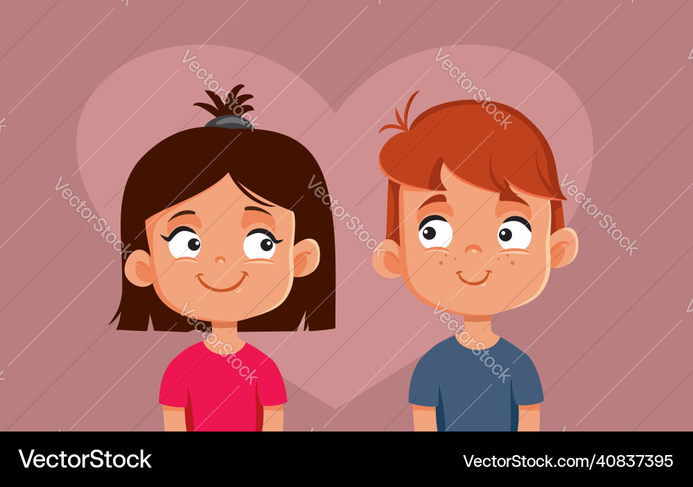 First innocent love crush cartoon Royalty Free Vector Image