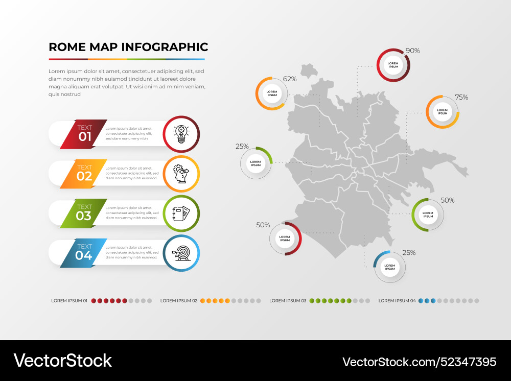Gradient rome map infographics Royalty Free Vector Image
