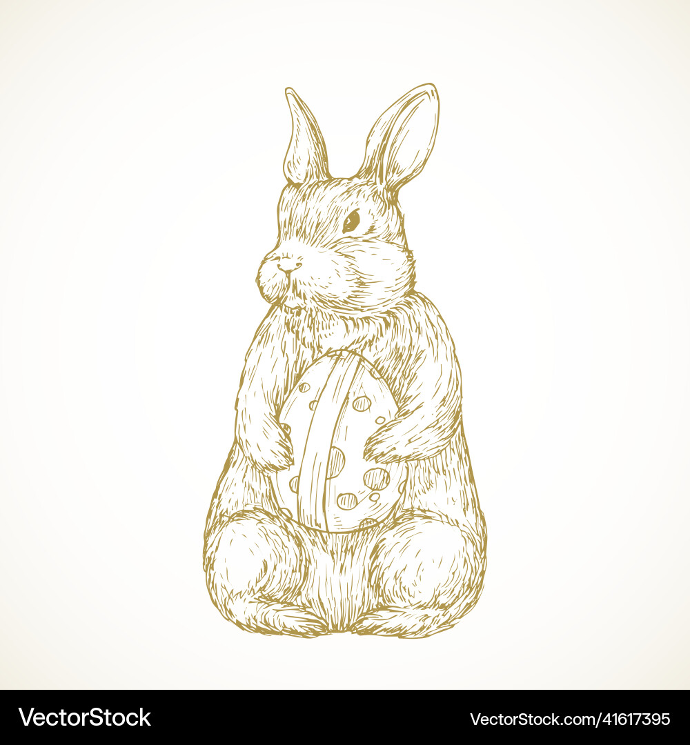 Hand drawn cute easter bunny Royalty Free Vector Image