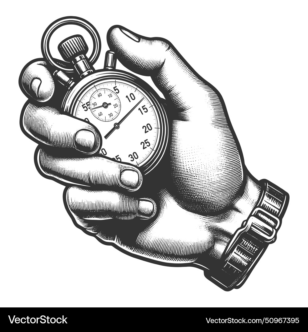 Hand holding stopwatch sketch Royalty Free Vector Image