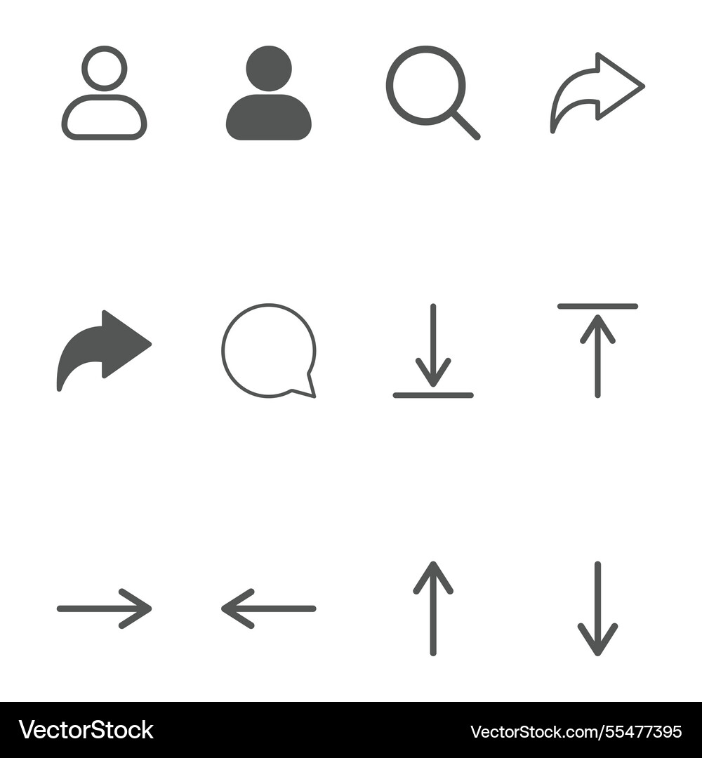 Minimalist icon set user search share Royalty Free Vector