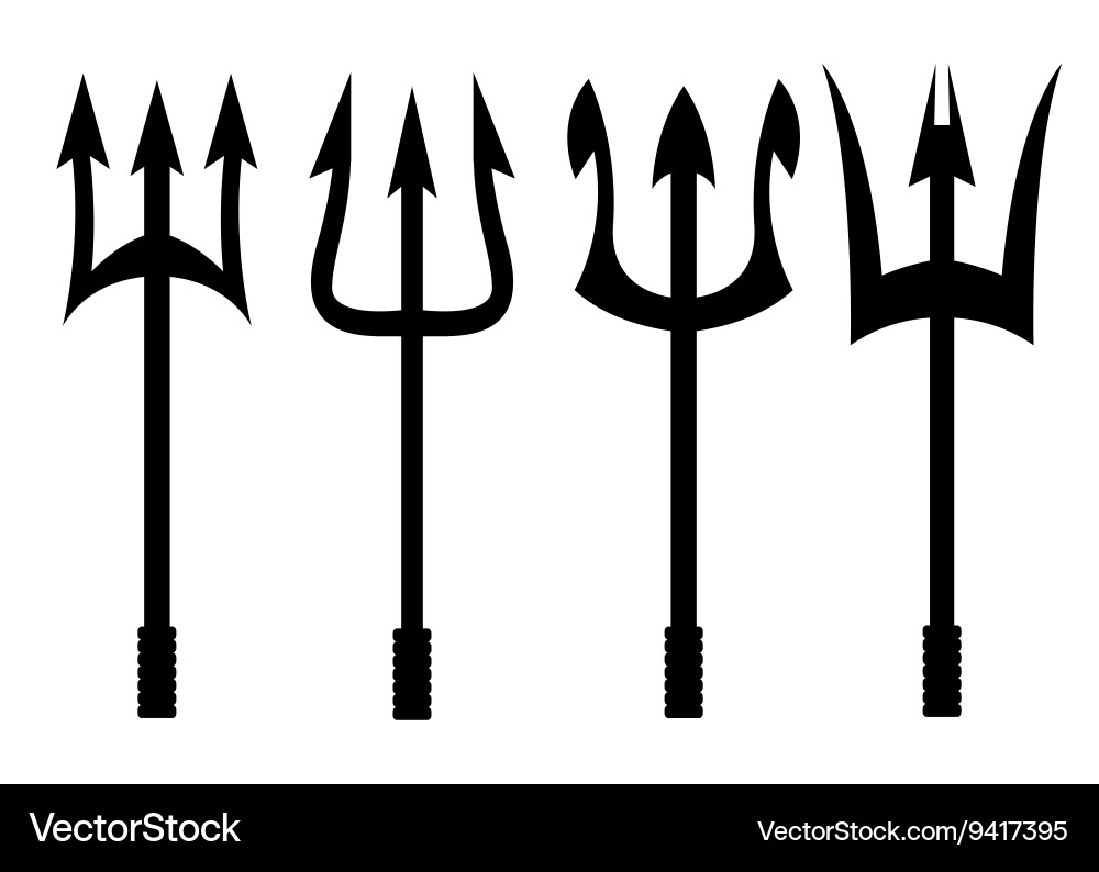 Trident Icon Set - Mythological Weapons Royalty Free Vector