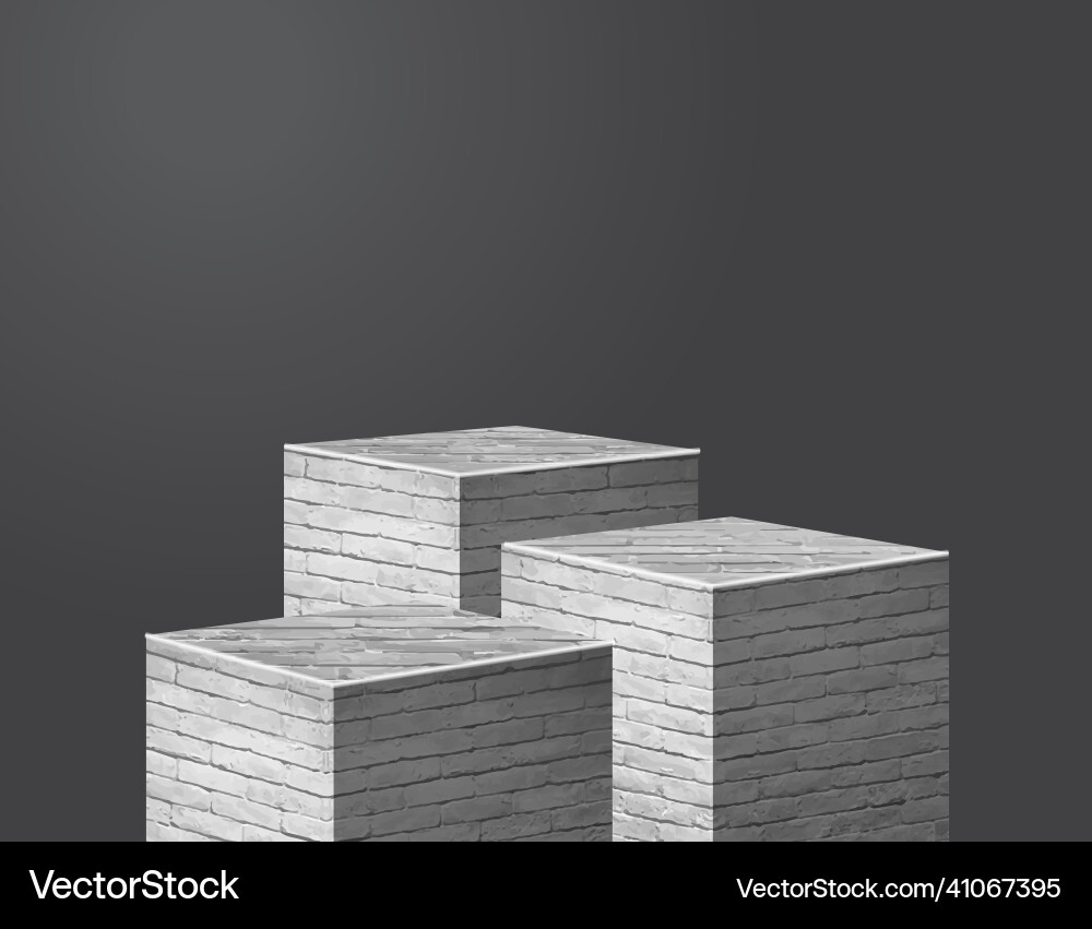 White grunge brick wall product display platforms Vector Image