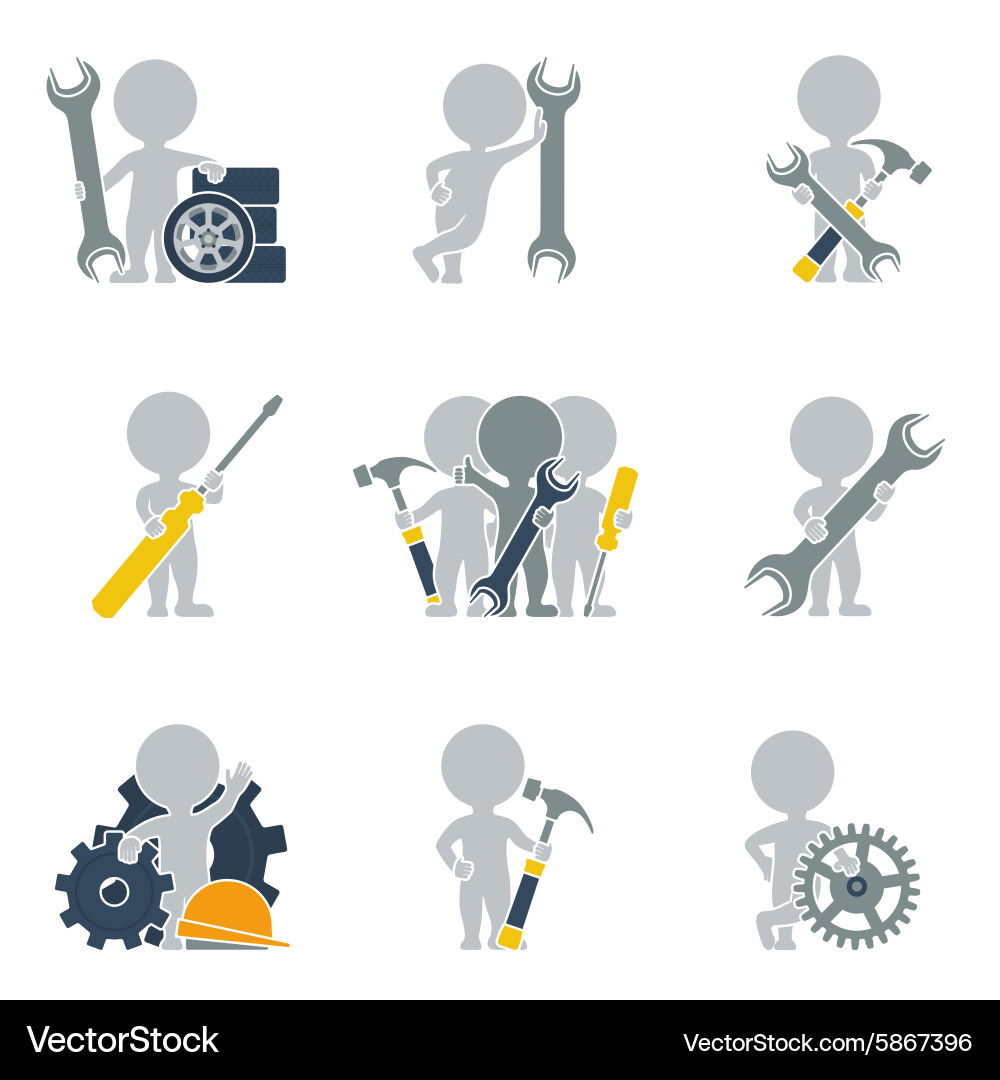 Flat people mechanics Royalty Free Vector Image