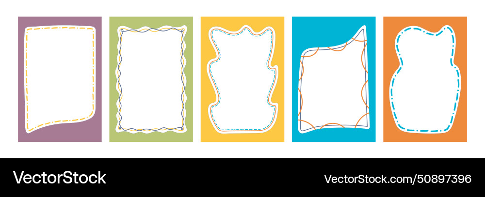 Hand drawn border set with wavy pattern doodle Vector Image