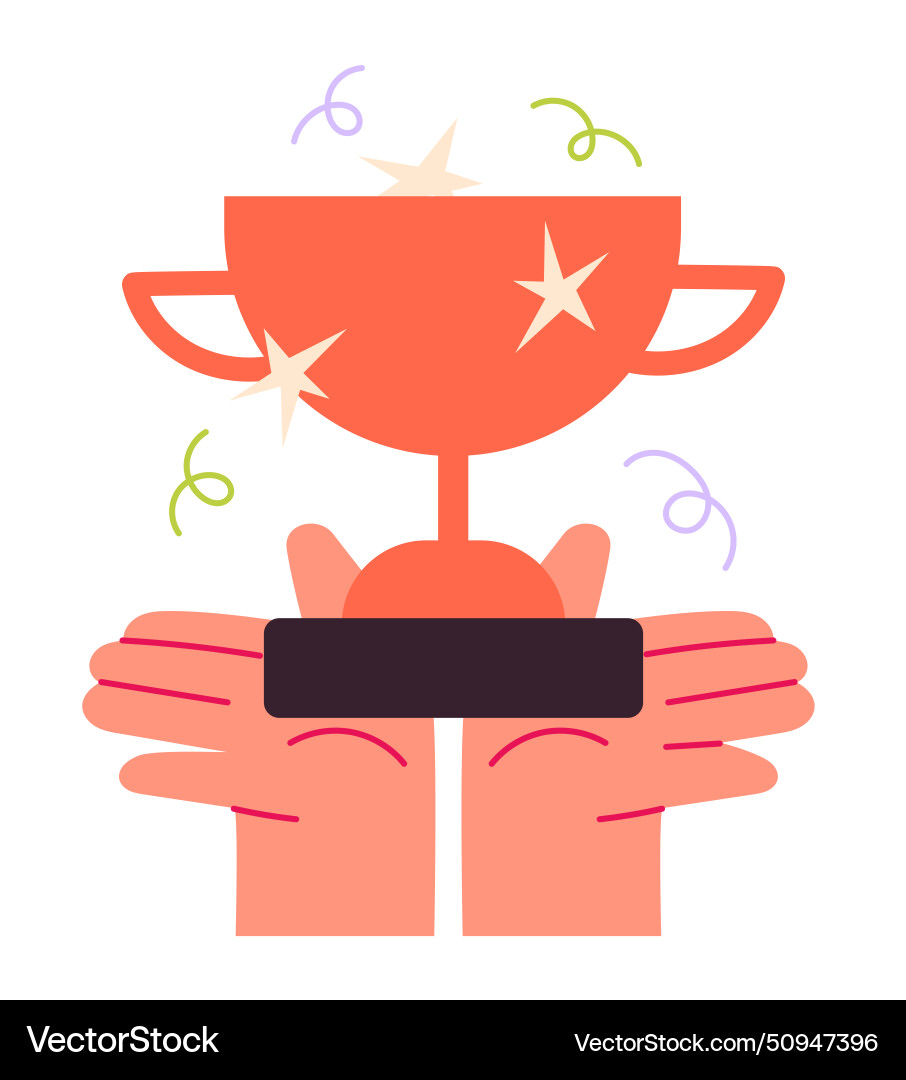 Hands holding the winners trophy Royalty Free Vector Image