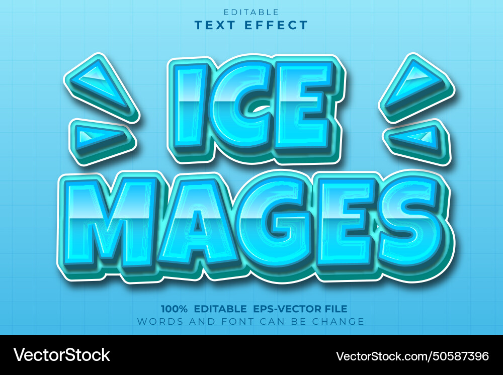 Ice mages editable text effect 3d cartoon style Vector Image