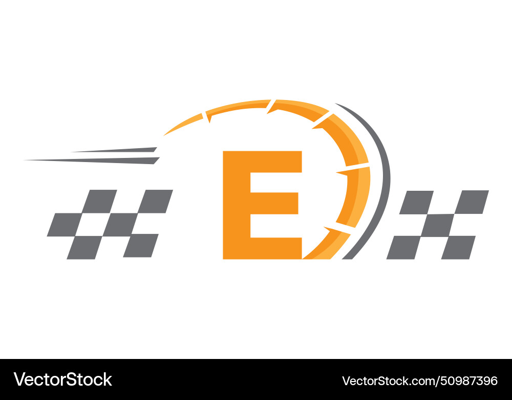 Letter e with racing flag logo speed symbol Vector Image