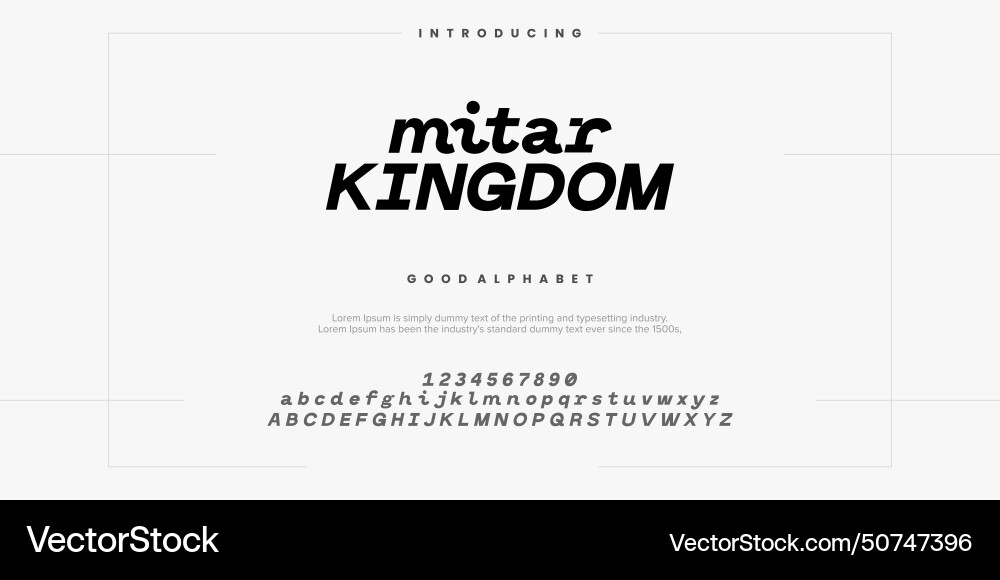 Mitar kingdom modern abstract digital alphabet Vector Image