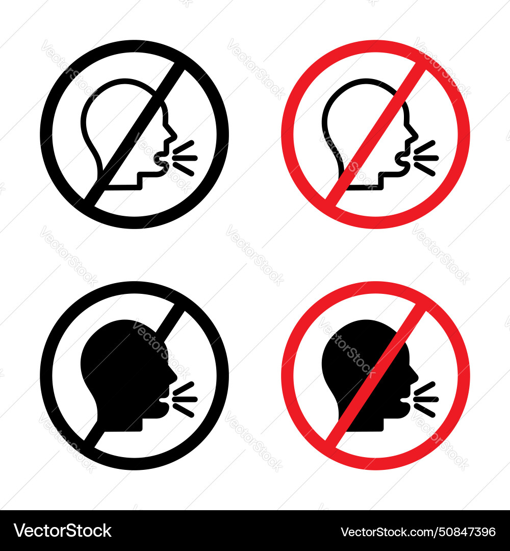 No talking sign icon set silence and quiet symbol Vector Image