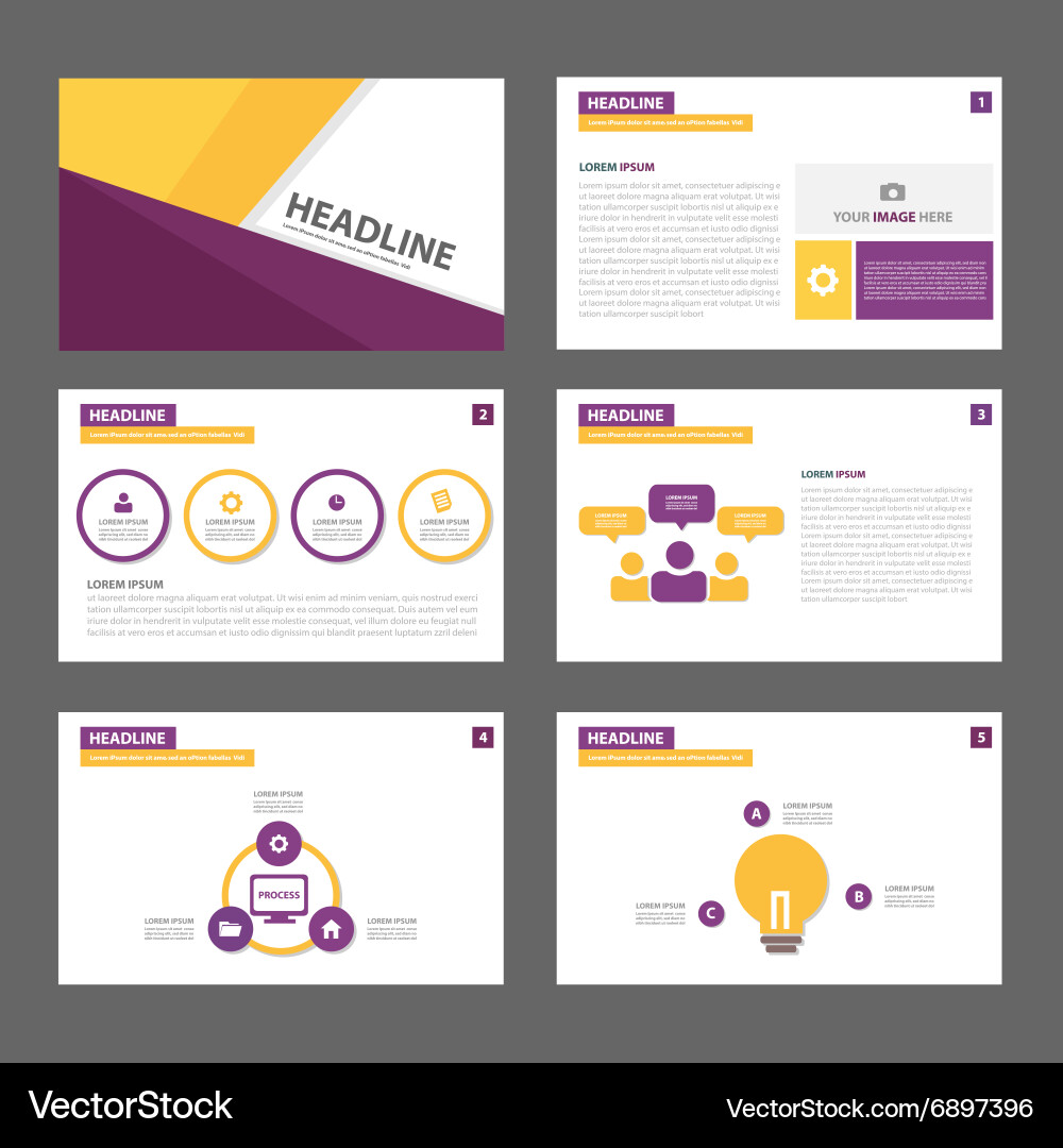 Purple yellow presentation templates infographic Vector Image