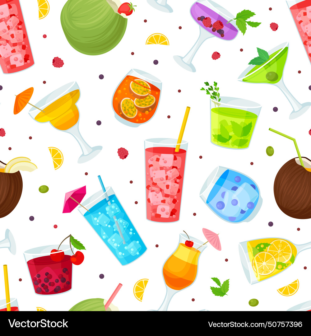 Tasty cocktail drink seamless pattern design Vector Image