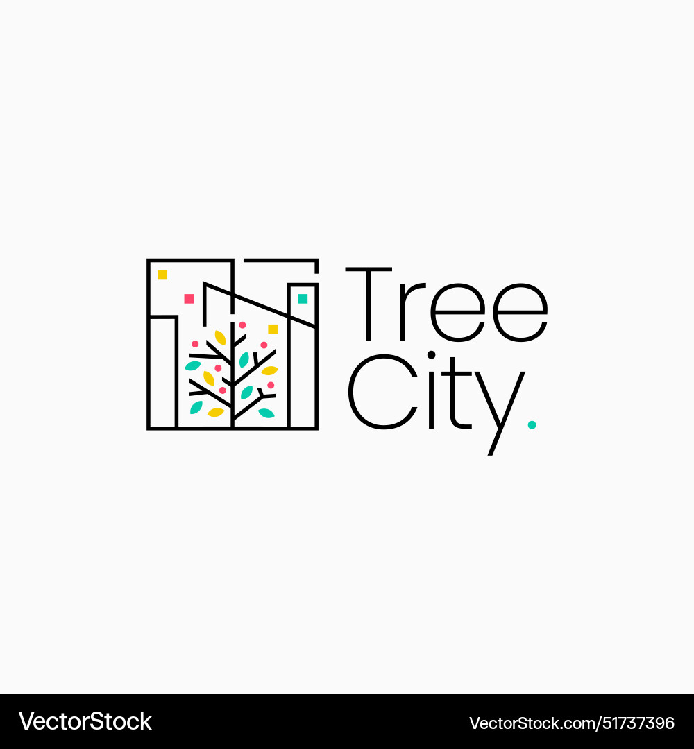 Tree city building skyline logo icon Royalty Free Vector