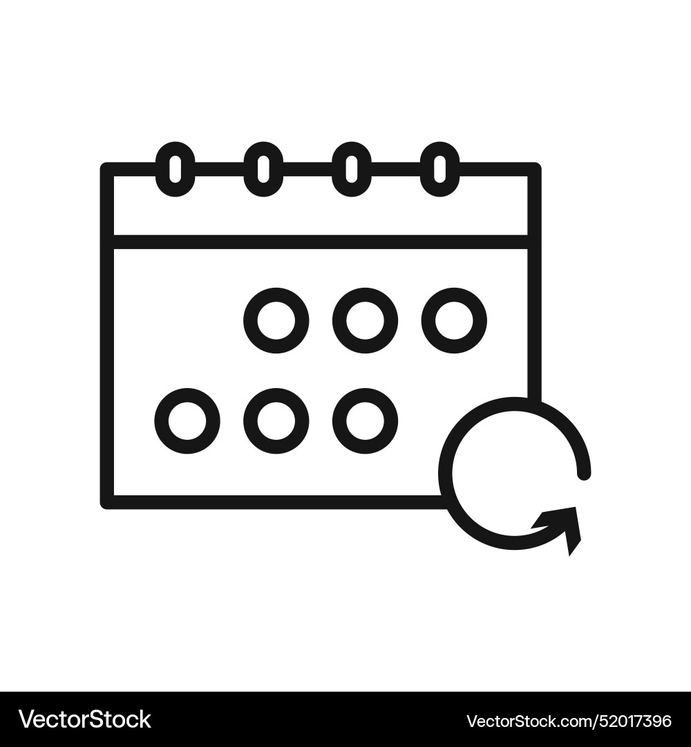 Update calendar icon black line art Royalty Free Vector