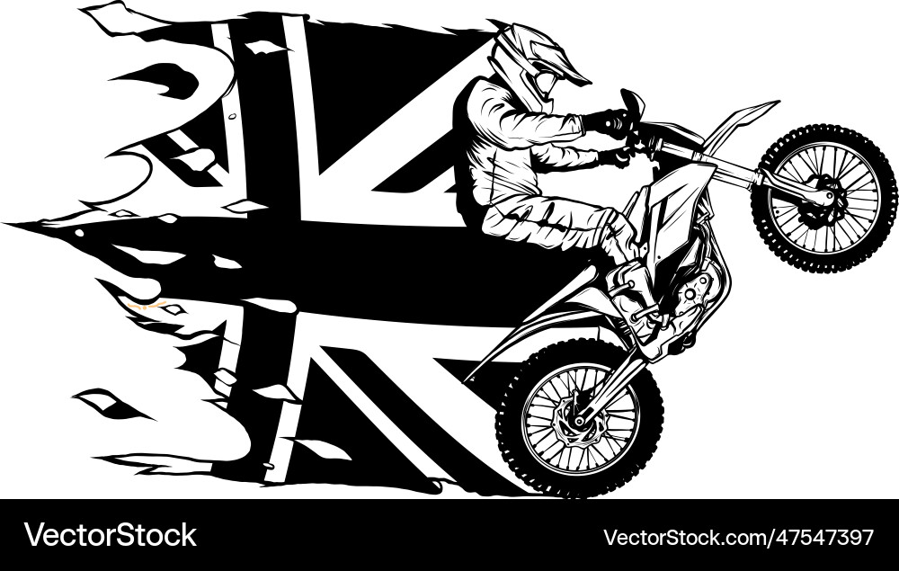 Black and white jumping racer riding Royalty Free Vector