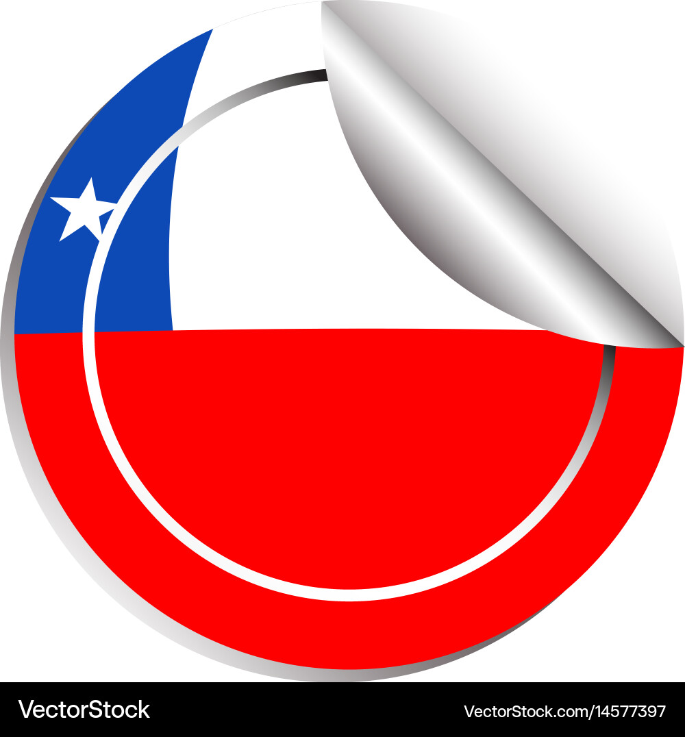 Chile flag on round sticker Royalty Free Vector Image