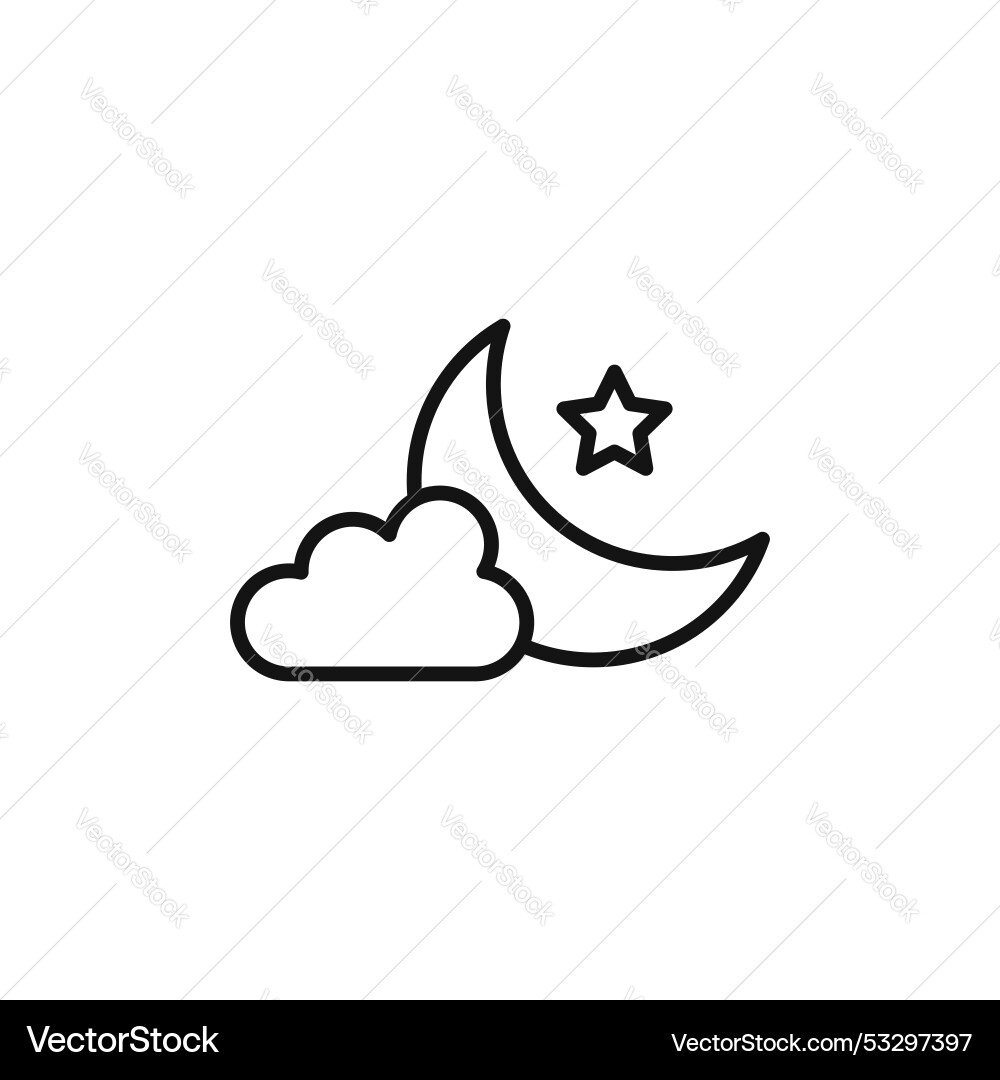 Cloud moon icon set night time symbol nighttime Vector Image