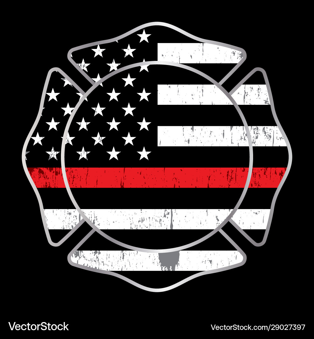 Firefighter thin red line badge emblem Royalty Free Vector