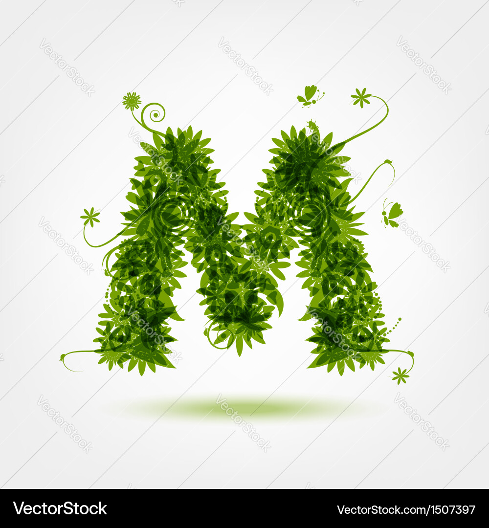Green eco letter m for your design Royalty Free Vector Image