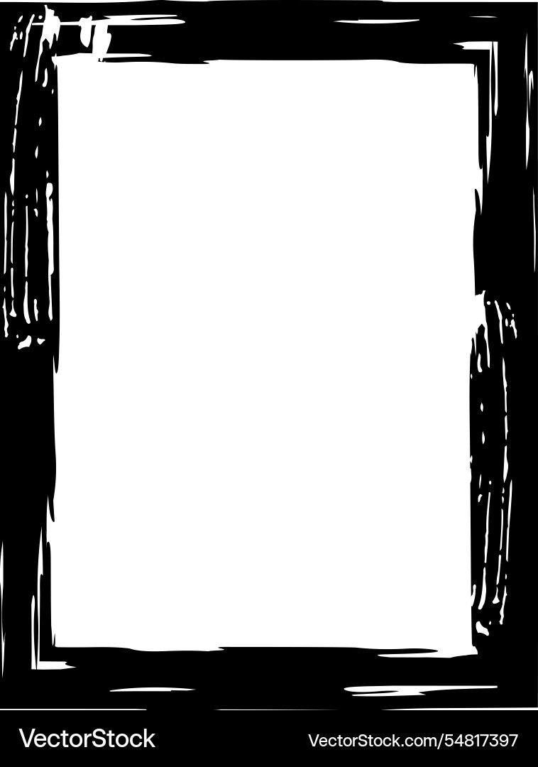 Hand drawn black border with brush strokes effect Vector Image
