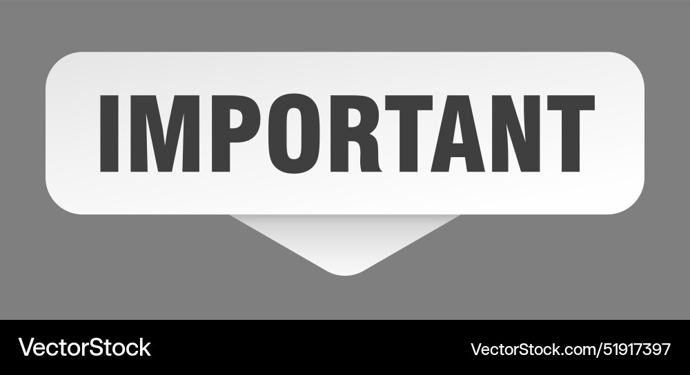 Important sticker sign isolated on gray Royalty Free Vector