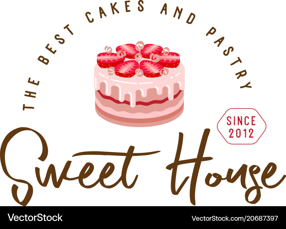 Logo Kuchen Haus Erdbeere Lizenzfreies Vektorbild