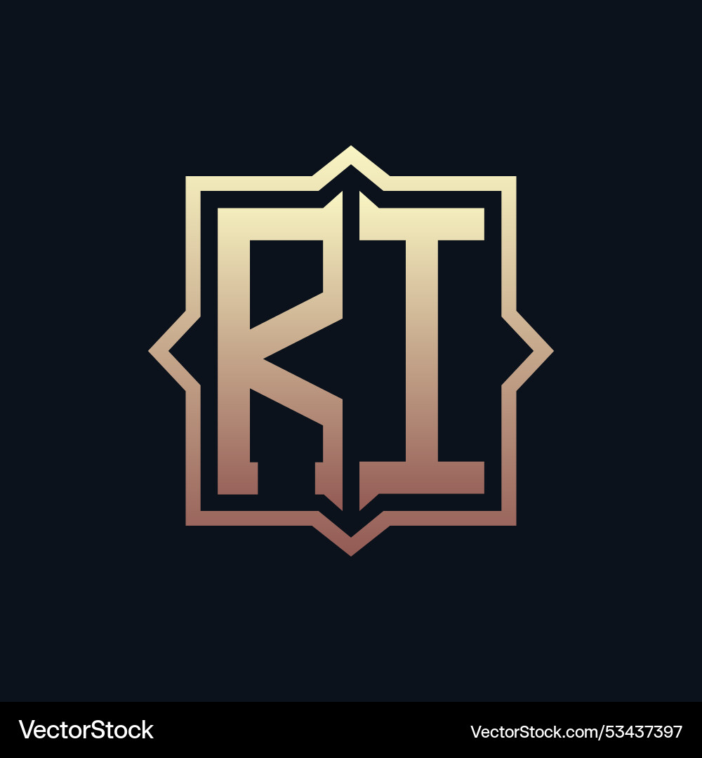 Luxury initial ri monogram logo design elegant Vector Image