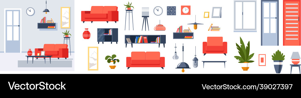 Modern interior design contemporary house style Vector Image