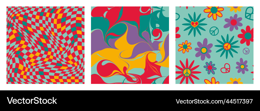 Retro floral abstract and groovy patterns daisy Vector Image