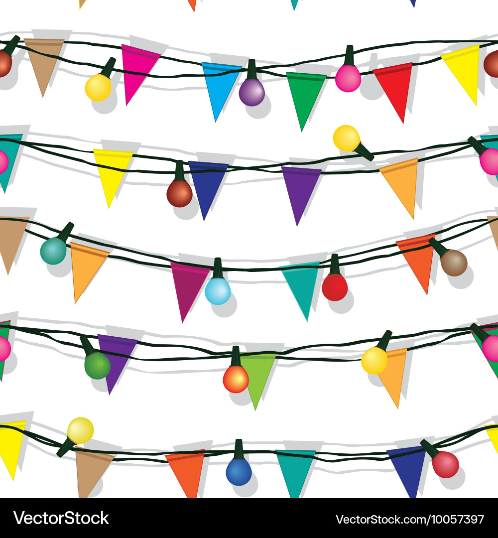 Seamless string of christmas lights isolated Vector Image