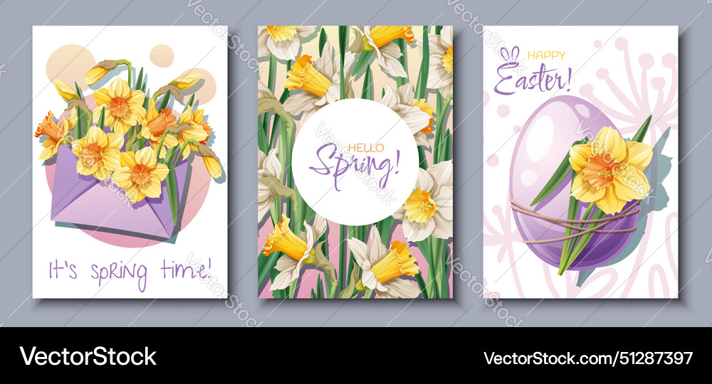 Set of greeting card templates with spring Vector Image
