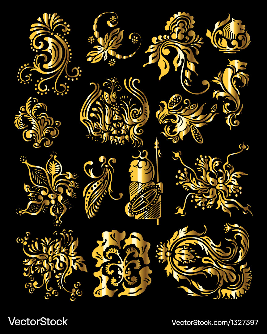 Vintage golden decoration elements Royalty Free Vector Image