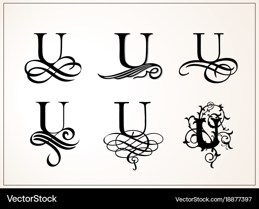 Vintage set capital letter u for monograms Vector Image