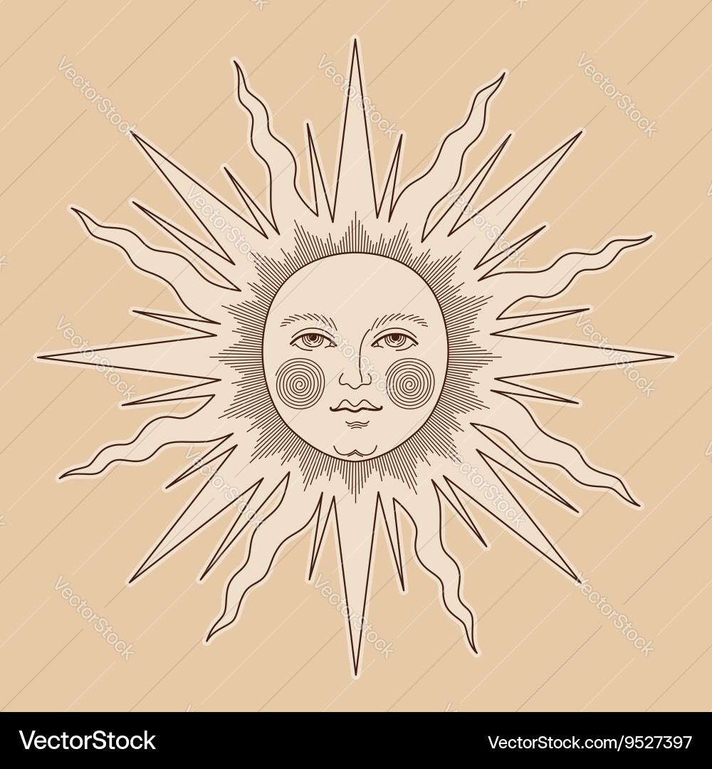 Vintage Sun Heraldic Symbol Royalty Free Vector Image