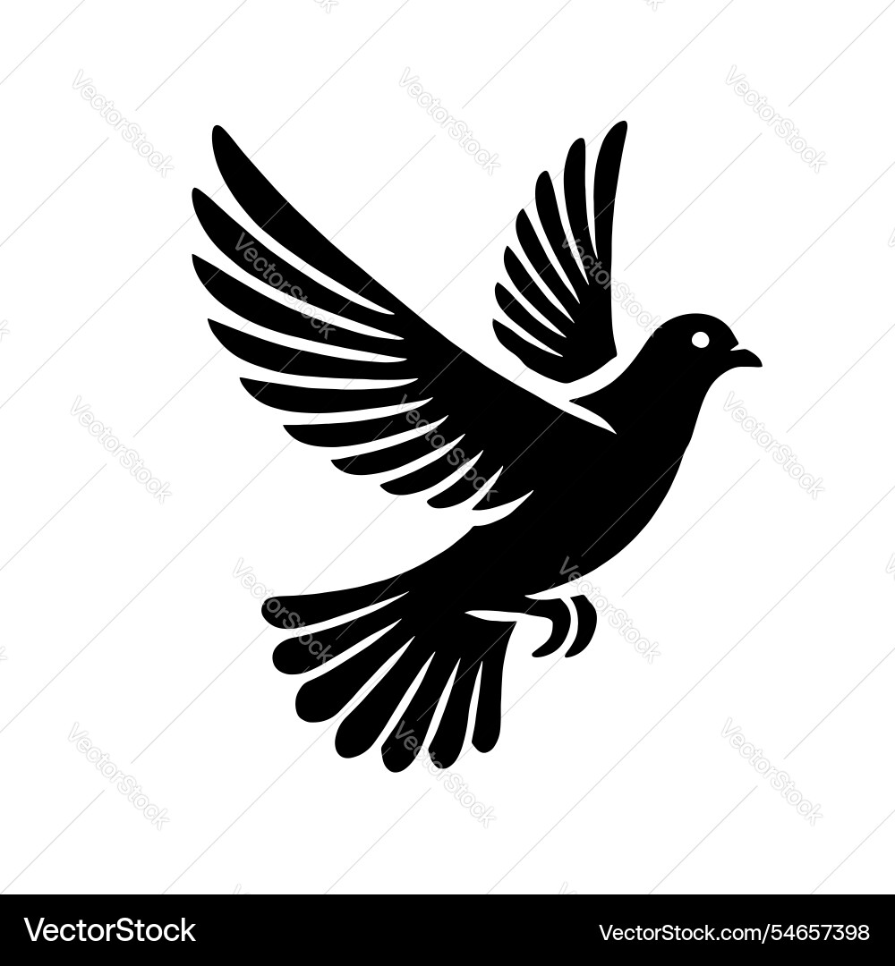 Black Silhouette of a Flying Dove Royalty Free Vector Image