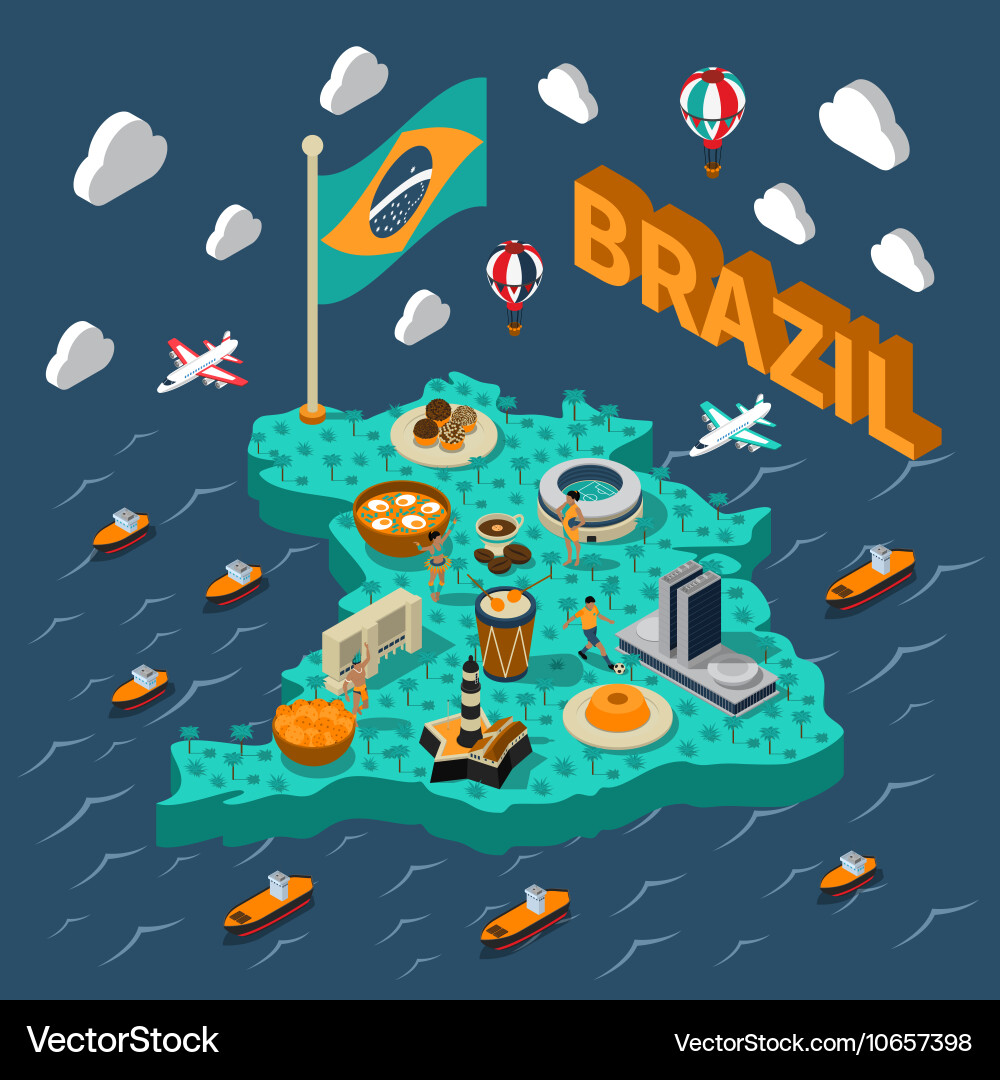 Brazil isometric map Royalty Free Vector Image