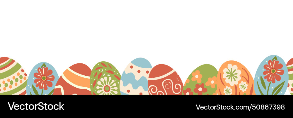Colorful easter eggs seamless border frame Vector Image