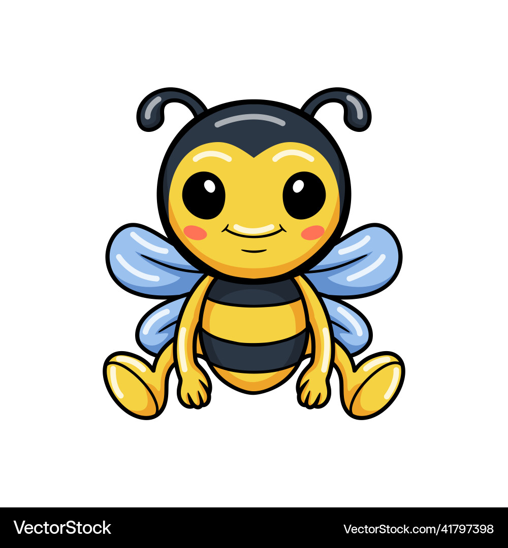 Cute little bee cartoon sitting Royalty Free Vector Image
