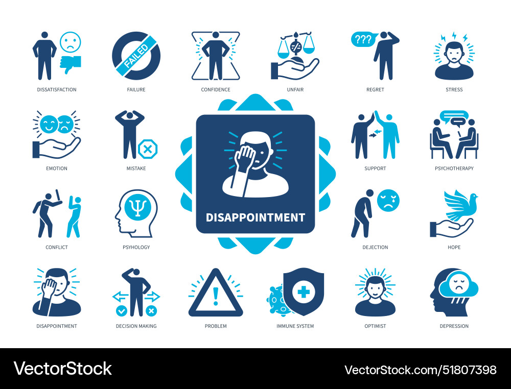 Disappointment solid icon set Royalty Free Vector Image