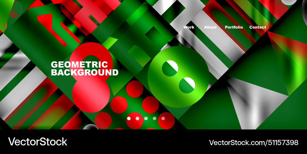 Geometric background with green red and white Vector Image