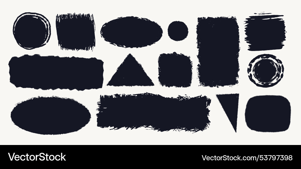 Rough edges geometrical shapes grunge style black Vector Image