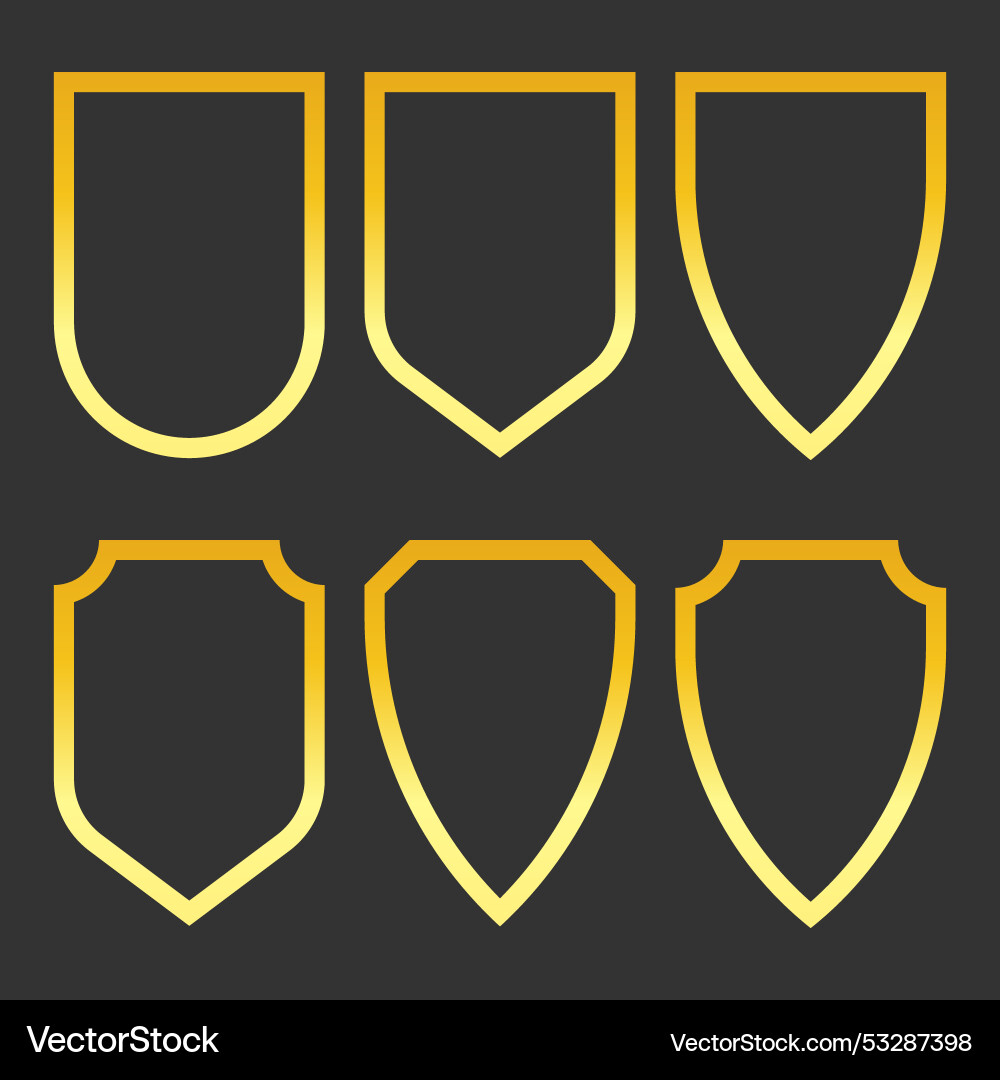 Set of golden shield frames Royalty Free Vector Image