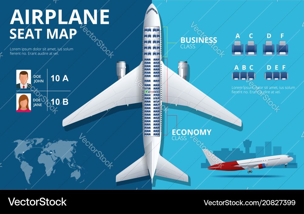 Airplane Seat Plan - Aircraft Layout Royalty Free Vector