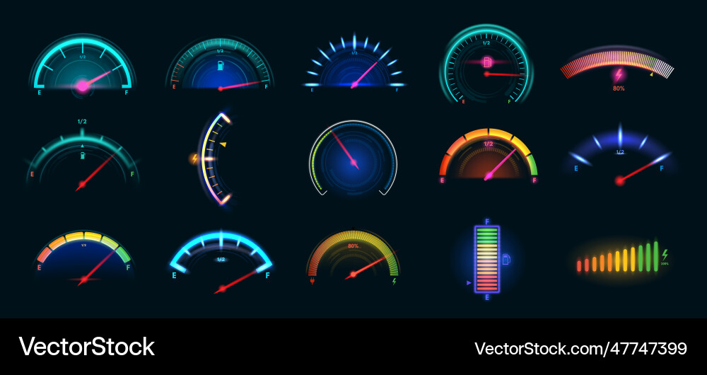 Car dashboard meter designs colorful speedometer Vector Image