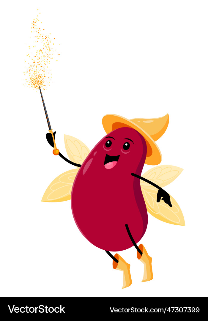 Cartoon red kidney bean fairy or pixie character Vector Image